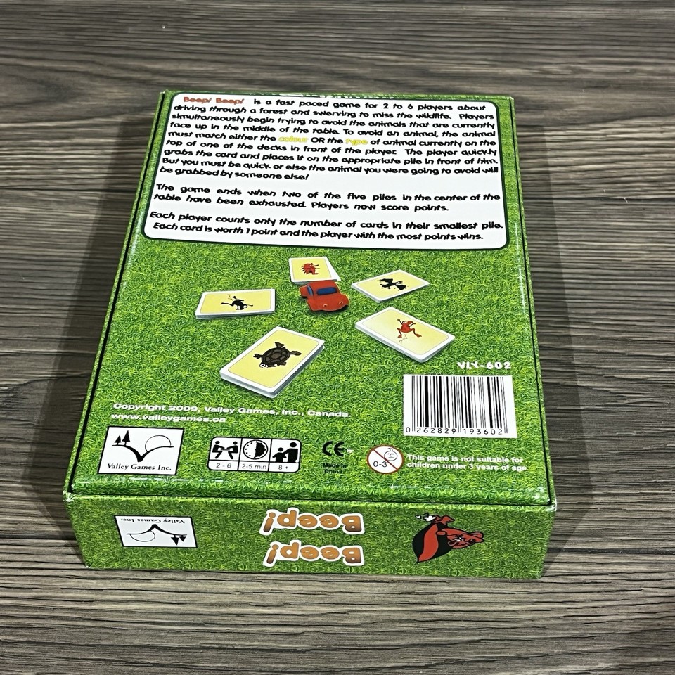 Beep! Beep! Valley Games Board Game 2-6 Players Ages 8+ Card Game 2009 ...