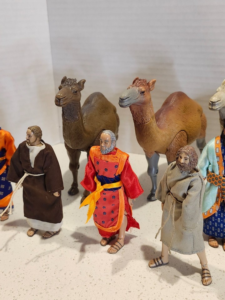 Bible Quest Action Figure Nativity Set Three Wise Men Joseph Camels Lot ...