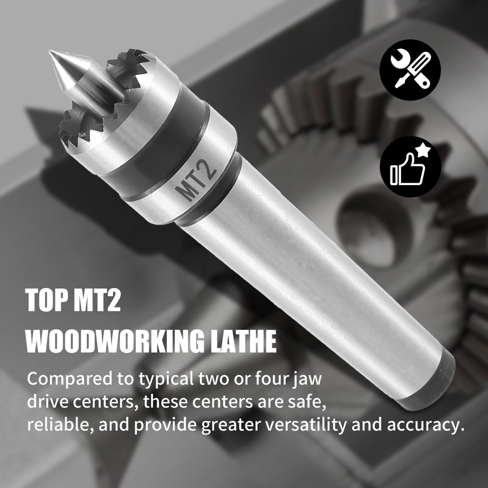 Wood Lathe Drive Center Turning Spur MT2 with Spring Loaded Point1541 ...