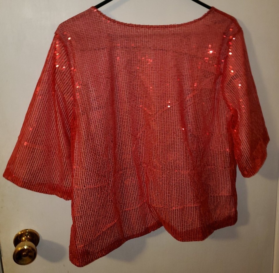 Red Sequin Shirt Womens 3XL ☆ | eBay