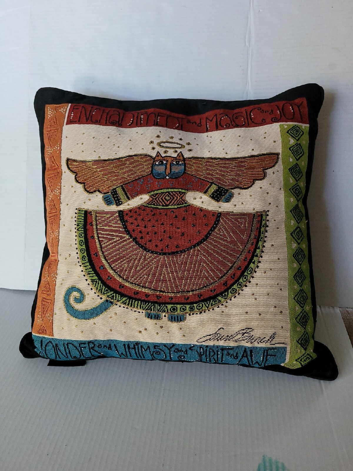 Laurel Burch Angel Cat Throw Pillow Tapestry Enchantment Magic Joy | eBay