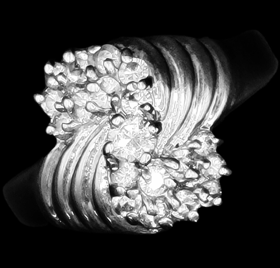 Vintage LIND Silver Plate SP Rhinestone Cluster Ring SIZE 8 Chic ...