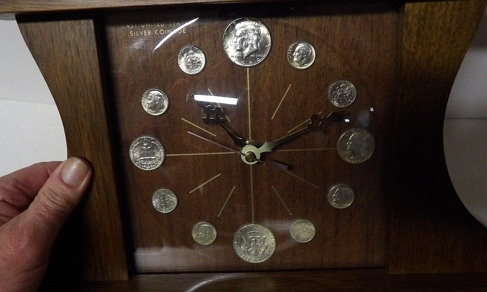 Numismatic Clock Clayton Model No. 49 1968 With $2.30 Face Value of 90% ...