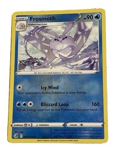 Pokemon Card Frosmoth 085/264 Reverse Holo Shiny Foil Nintendo Fusion ...