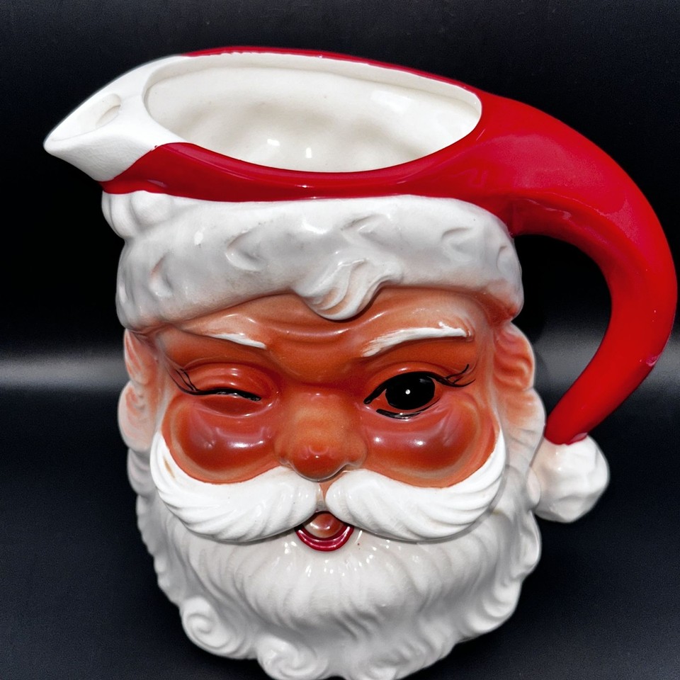 Vintage Brinn's Winking Santa Claus Ceramic Pitcher Jug Japan Hand ...