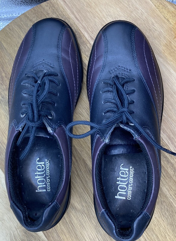 Hotter Comfort Concept Ladies Two Tone Black & Purple Leather Lace Up ...