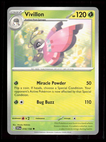 Vivillon 010/198 SV01: Scarlet & Violet Base Set Pokemon tcg Card CB-1 ...