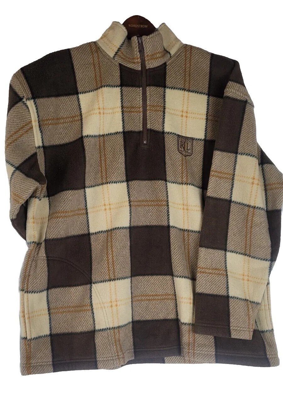LAUREN Ralph Lauren( RLL LOGO) Size L Tartan Plaid Shawl Neck Pullover ...