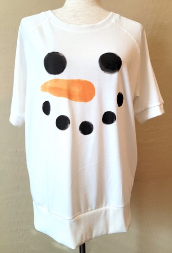 Lularoe Medium Jane Snowman Frosty Face Short Sleeve Sweatshirt White ...