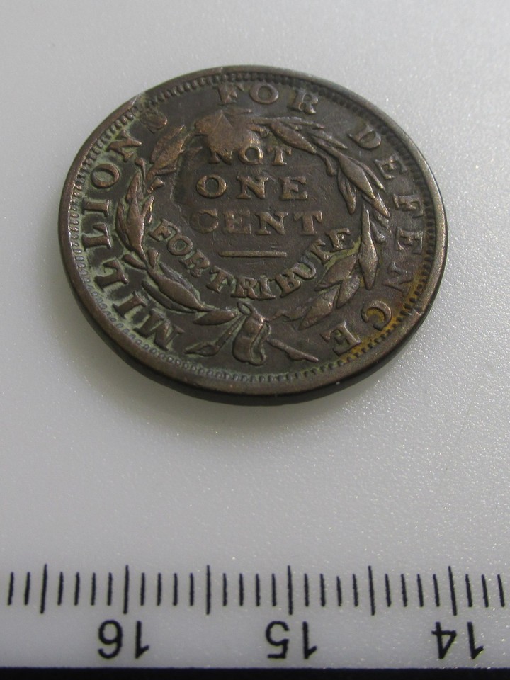 1837 Large Cent Coin Token Millions For Defence Not One Cent For ...