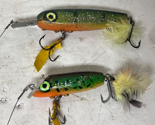 2 Vintage folk art fishing lures made by Marvin Bray ~ Spooner WI bass ...