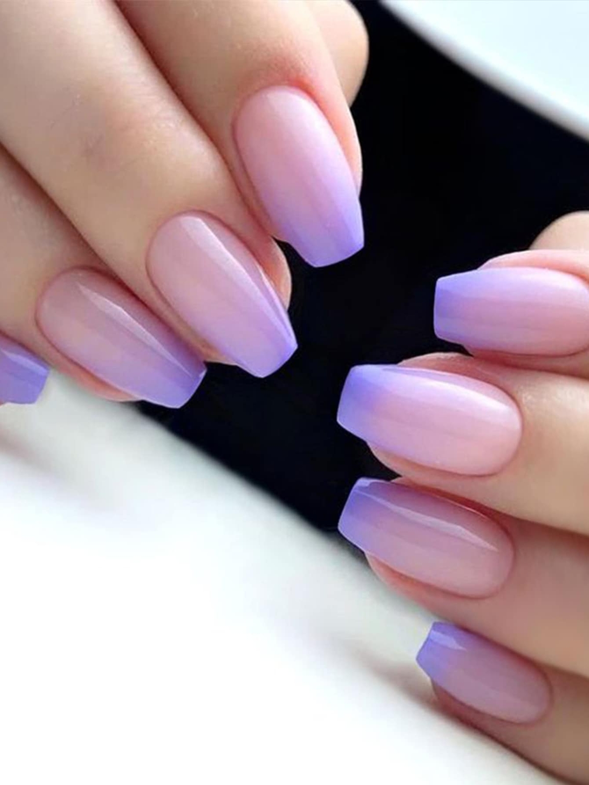 24pcs Coffin Purple Ombre Fake Nail False Nails Press On Nails Glue On ...