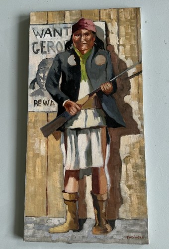 Vintage Geronimo Original Painting Apache Chief Native American Wanted ...