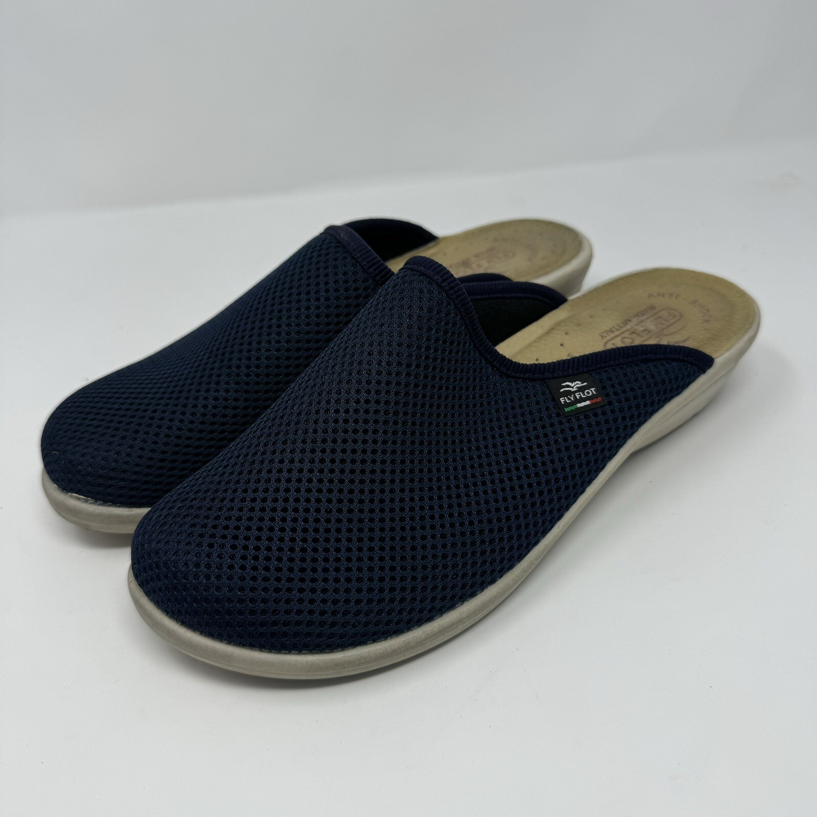 Fly Flot Mules Blue Mesh Clogs Leather Anatomic Anti Shock EU 40 Clogs ...