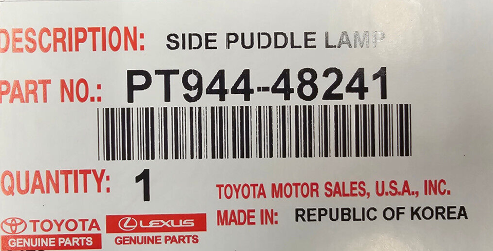 Lexus Genuine OEM F-Sport Puddle Lamp Set RX RZ NX TX 2PC PT944-48241 ...