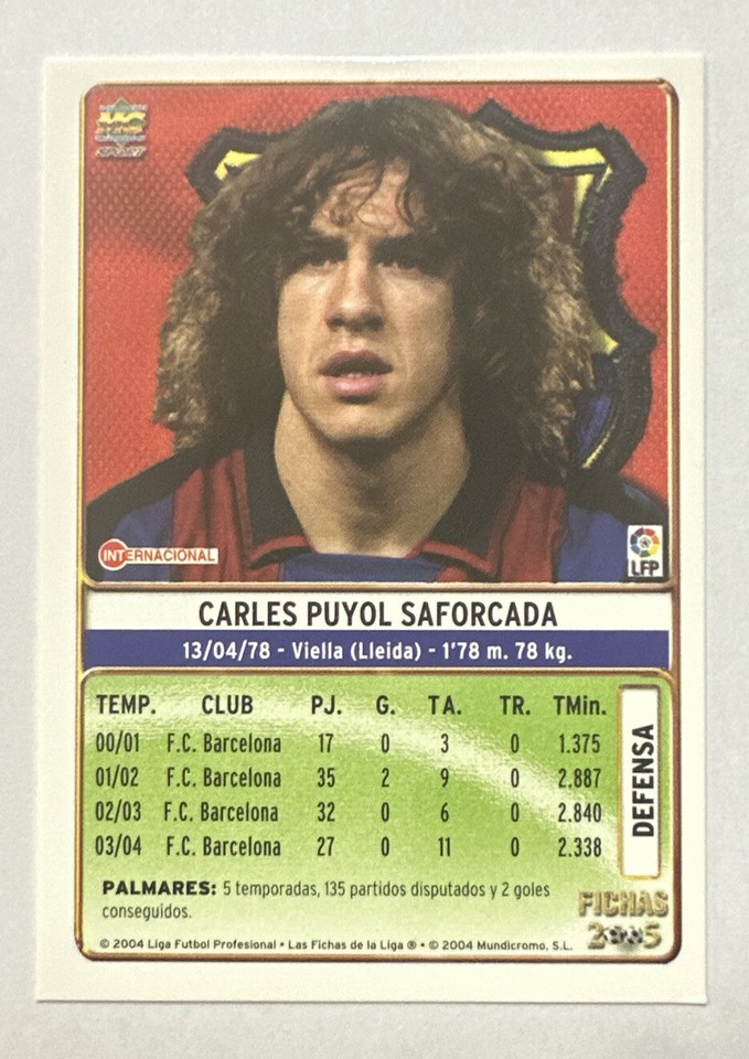 CARLES PUYOL 34 - FCB BARCELONA -MUNDICROMO FICHAS DE LA LIGA 2005 CARD ...