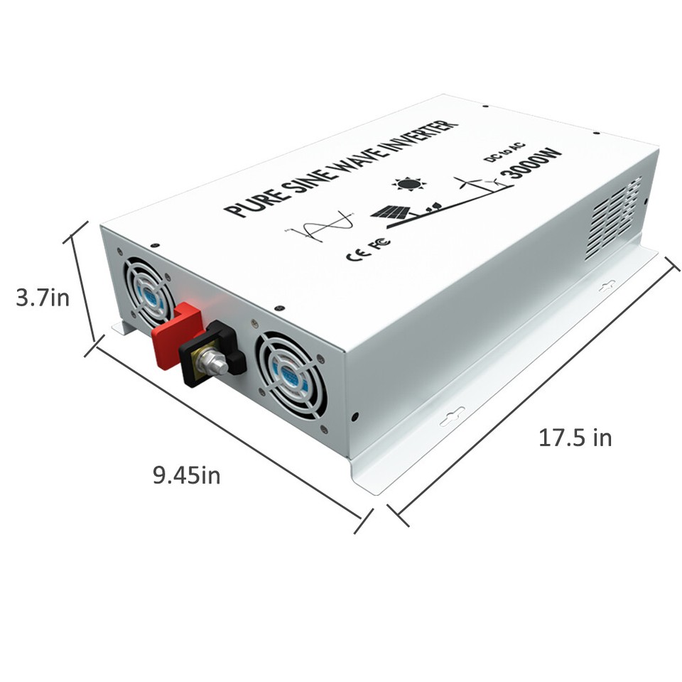 2500W Power Pure Sine Wave Inverter 12V 120V Generator Home Motor Camp ...