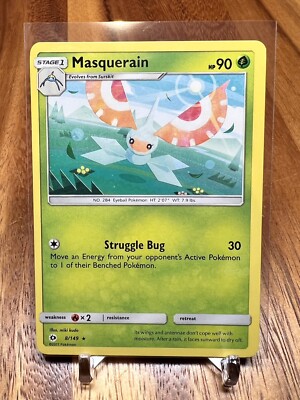 Masquerain 8/149 Non Holo Rare Sun & Moon Base Pokemon Card NM | eBay