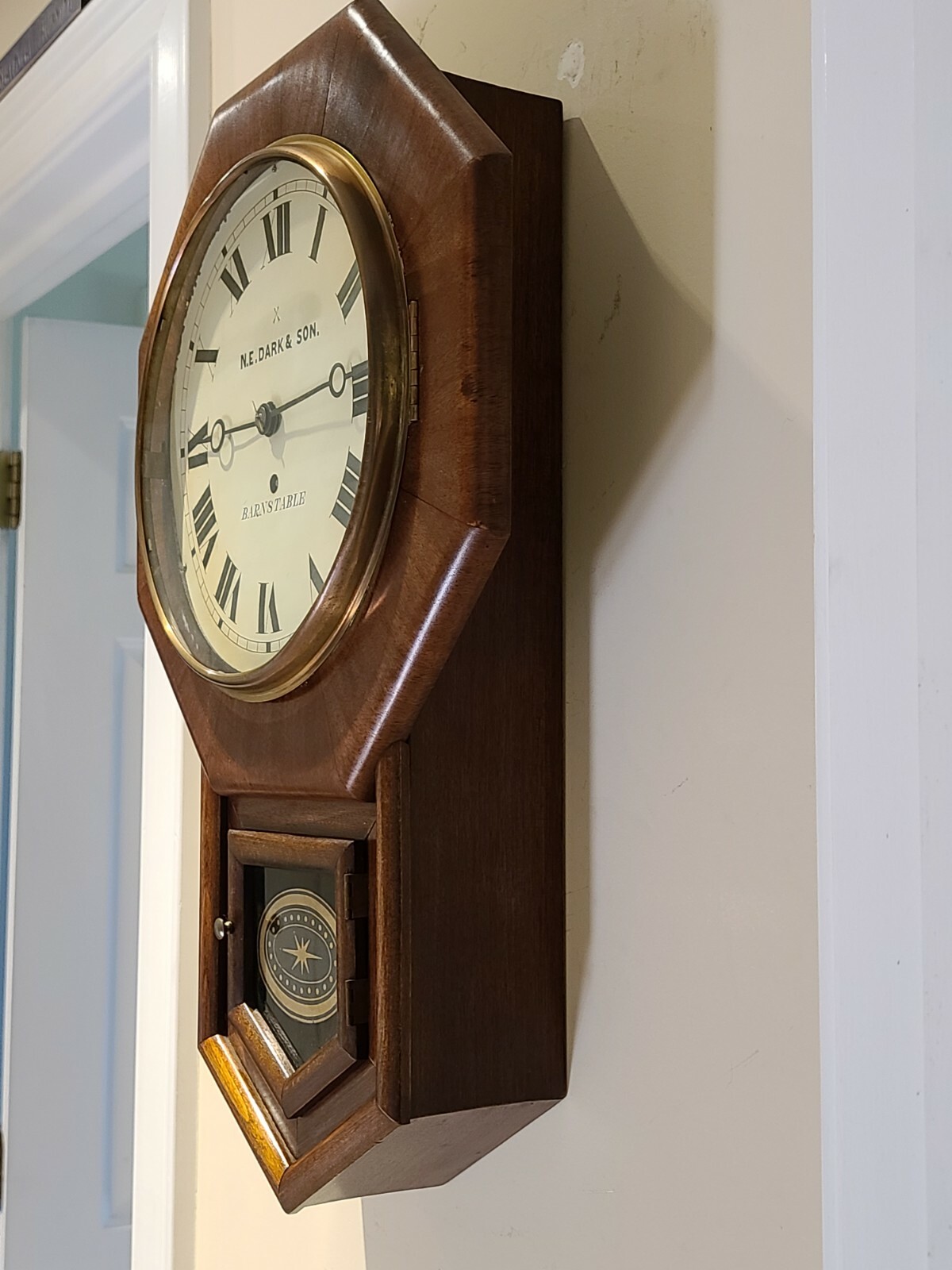 Antique HAC Hamburg Clock Co. Germany Octagon Drop School House ...