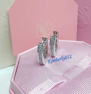 Swarovski Dextera hoop earrings Small Octagon RHS Clear Crystal NEW ...