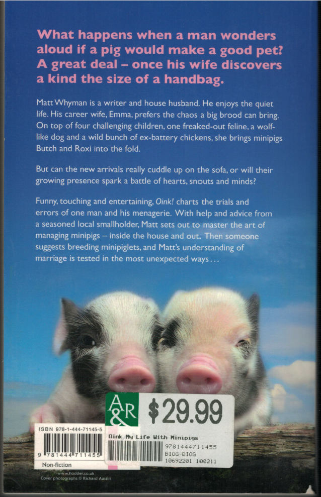 Oink ! - My Life with Minipigs ; by Matt Whyman - Paperback, 2011 ...