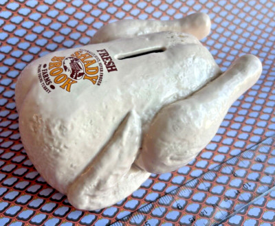 vtg Shady Brook Farms TURKEY BANK Thanksgiving chicken bird coin piggy ...