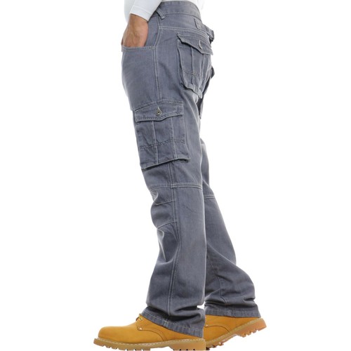 Mens CROSSHATCH Cargo Combat Jeans New Casual Work Relax Denim Pants ...