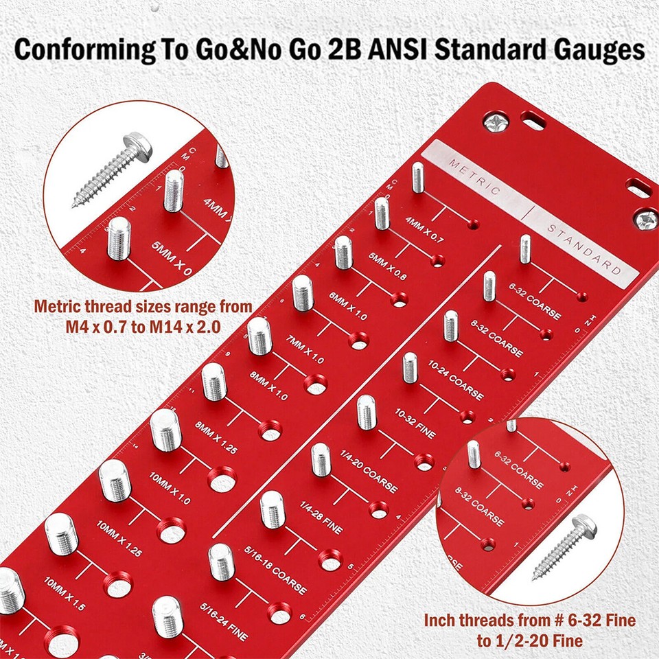 28 Nut and Bolt Detection Tool Thread checker Inch&Metric Gauge Screw ...
