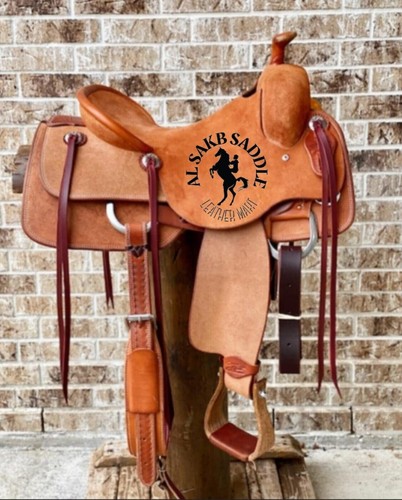 Western Rough out handmade Ranch cutter Horse Saddle with tack set And ...
