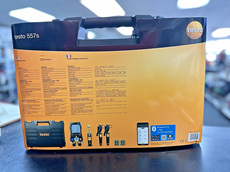 Testo 557S Smart Digital Manifold With Vacuum Kit 4-Valve Wireless Vac ...