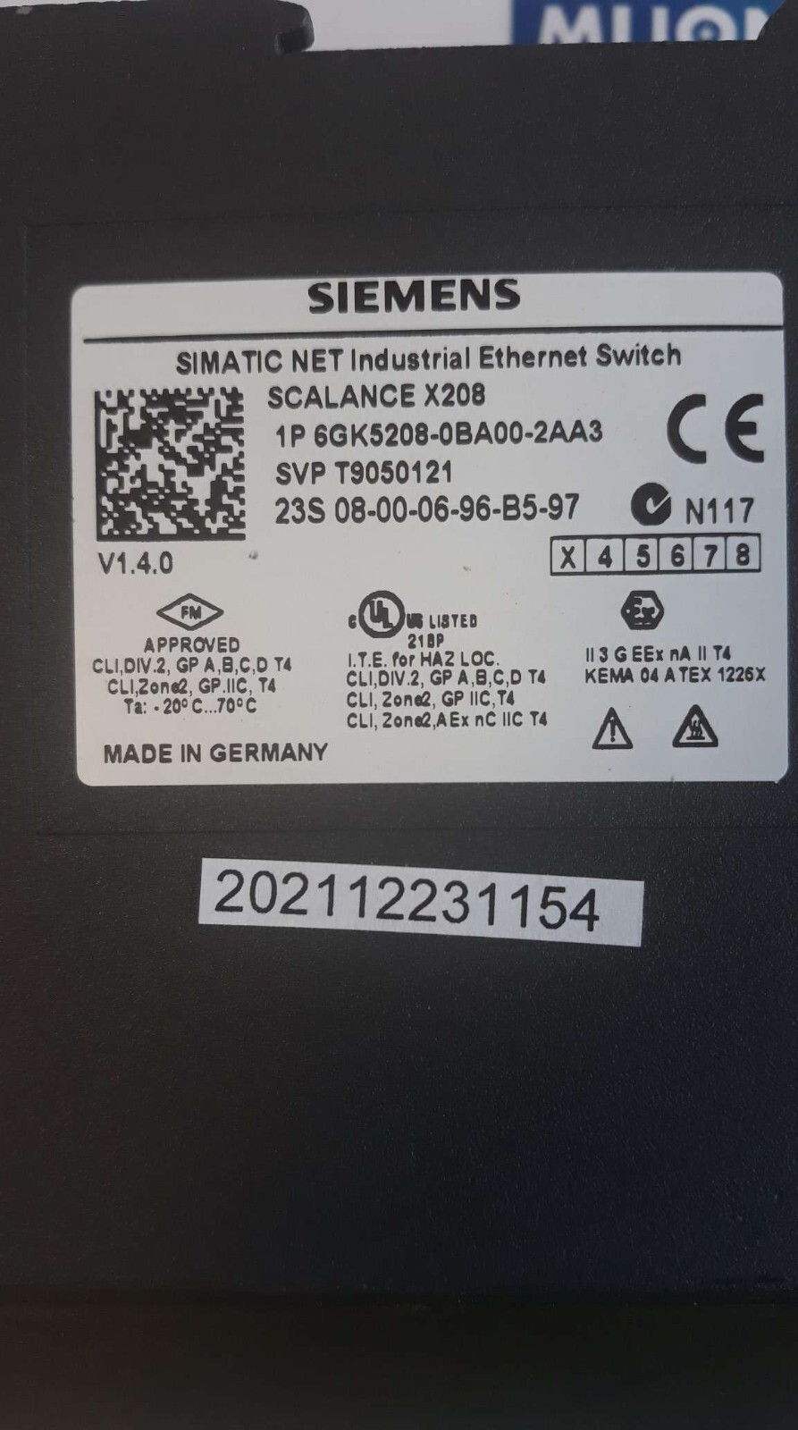 SIEMENS simatic NET INDUSTRIAL ETHERNET SWITCH SCALANCE X208 6GK5208 ...