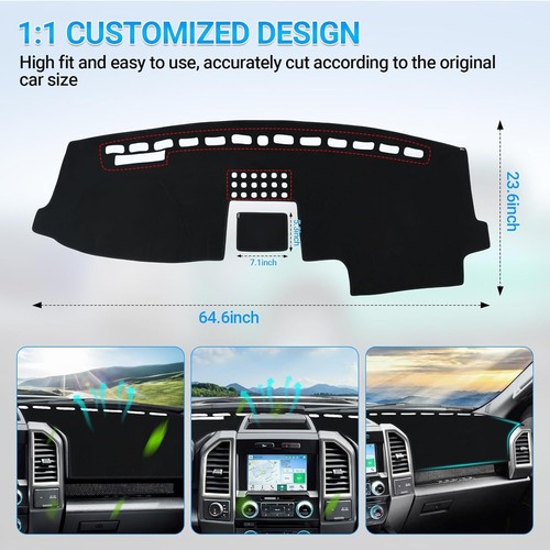For 2015-2020 Ford F-150 Accessories Black Nonslip Dash Cover Mat ...