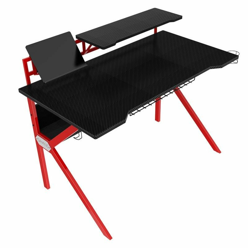 The Urban Port 27" Rectangular Metal Gaming Desk with 2 Shelves in ...