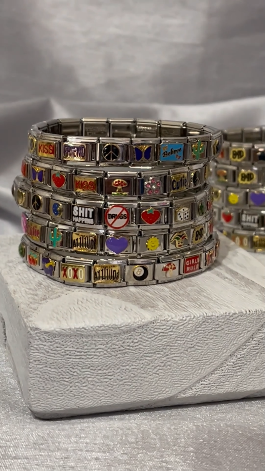 Italian Charm Bracelet Shiny Magnetic Back Bracelet Choose your Length ...