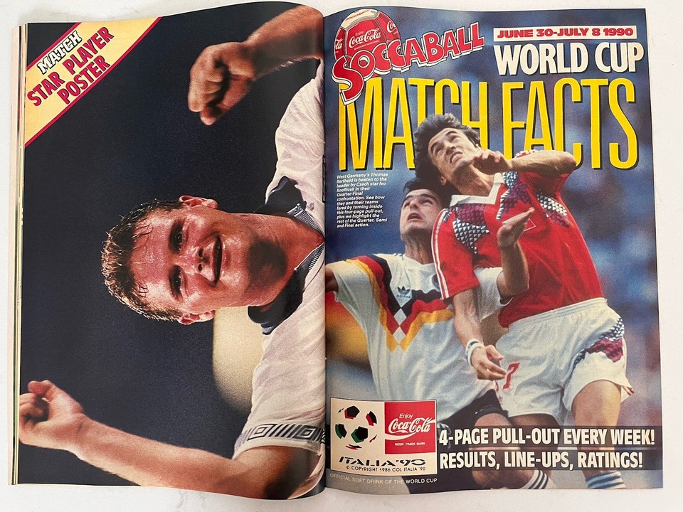 GERMANY WORLD CUP FINAL PAUL GASCOIGNE GAZZA MATCH FOOTBALL MAGAZINE ...