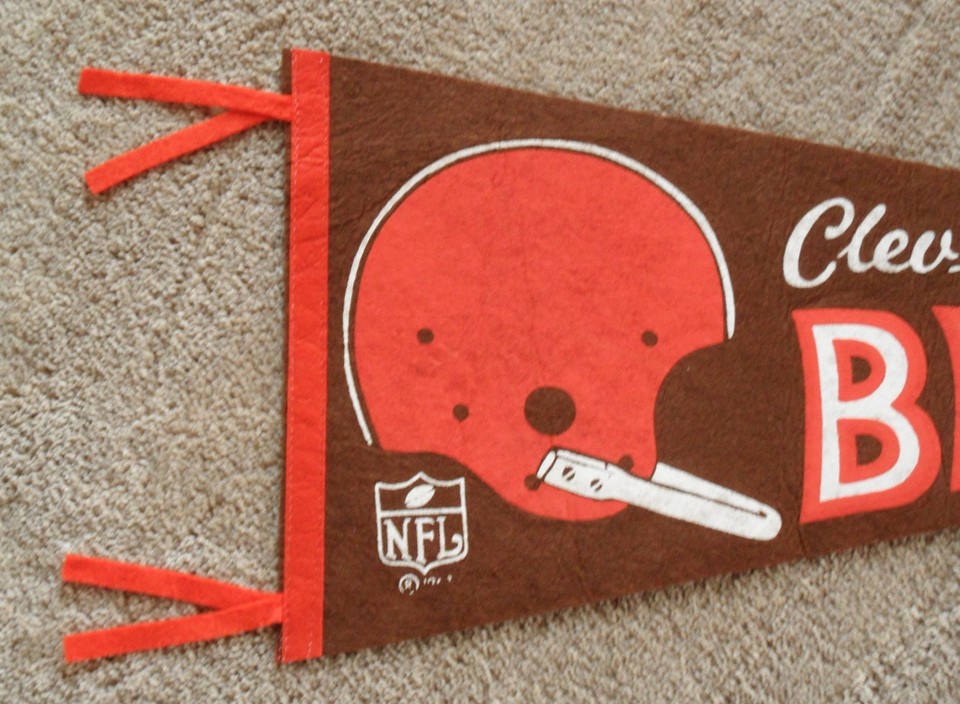 orig. 1960's CLEVELAND BROWNS Football Pennant *Single Bar Football ...