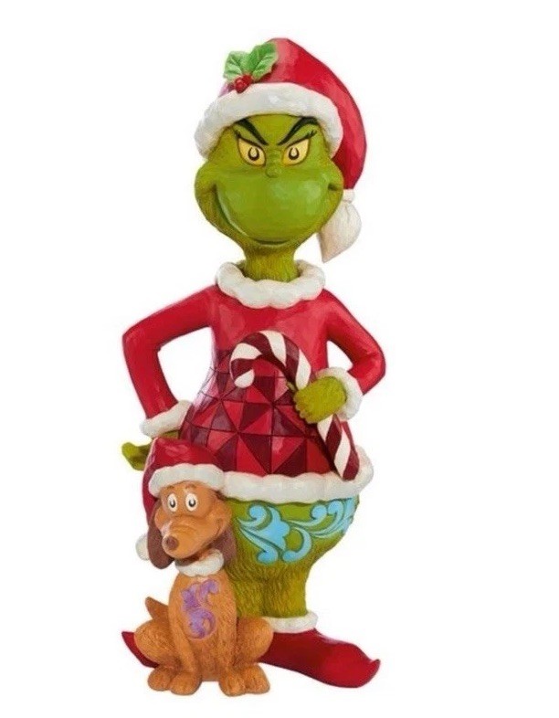 Jim Shore Dr Seuss Grinch Large 20” Statue Santa Hat Max Dog BNIB Rare ...
