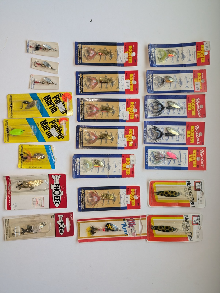 Trout fishing spinners Lures, Rooster tails, Phoebe, Panther Martin ...