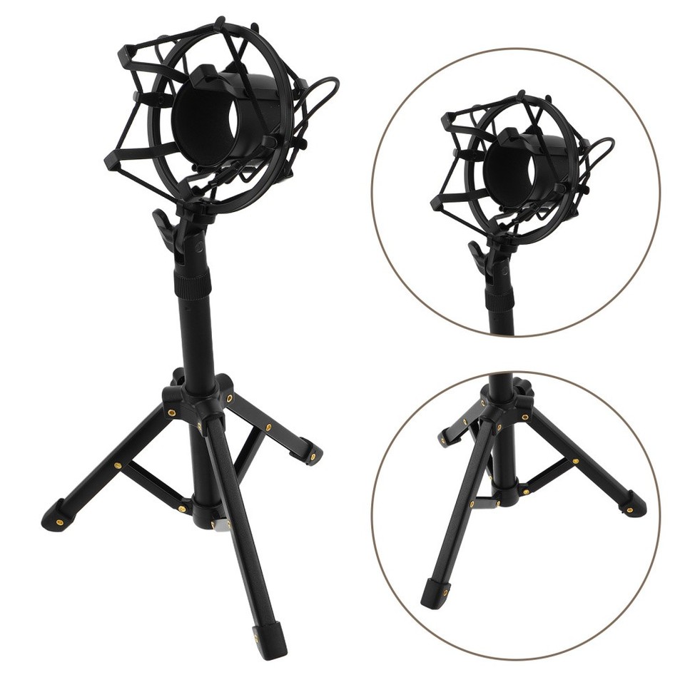 Shock Mount Mic Holder Clip Desk Microphone Desktop Condenser Stand | eBay