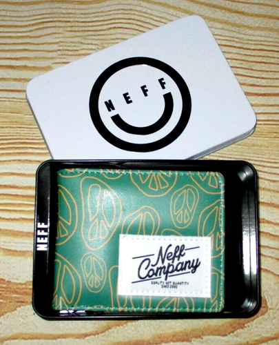 MENS NEFF COMPANY GREEN BIFOLD WALLET WITH TIN GIFT BOX | eBay