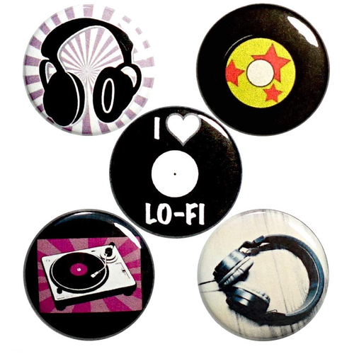 Records Headphones LP Music Lover Buttons Backpack Pins 5 Pack 1 Inch ...