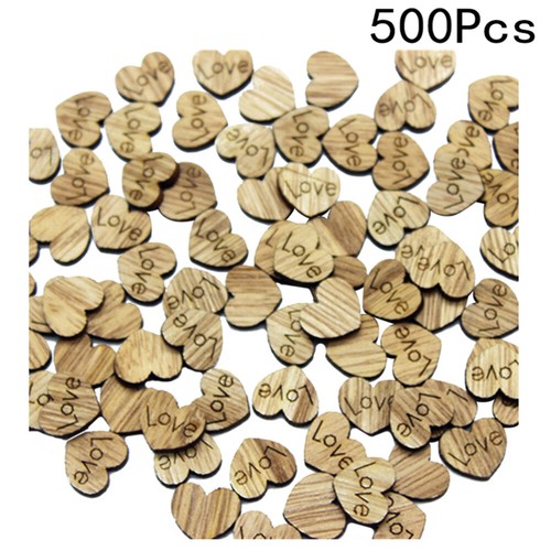 500PCS Wooden Hearts Wooden Love Decor DIY Decoration Natural Wood ...