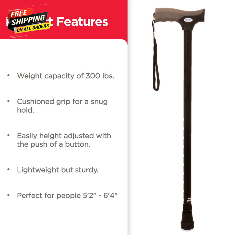 Equate Comfort Grip Walking Cane, Height Adjustable Cane with Wrist ...