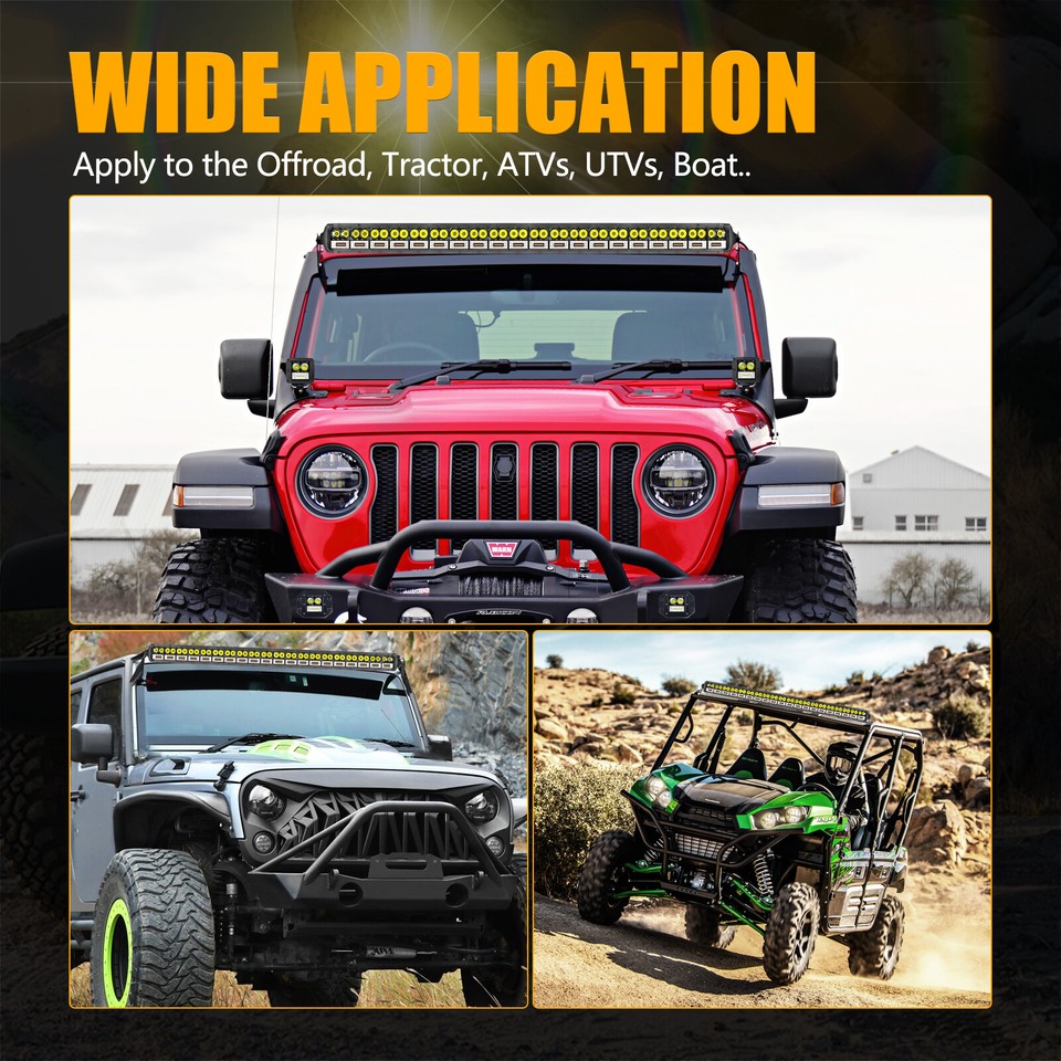 42'' PRO LED Light Bar Spot Flood White & Amber Driving Fog + Dual ...