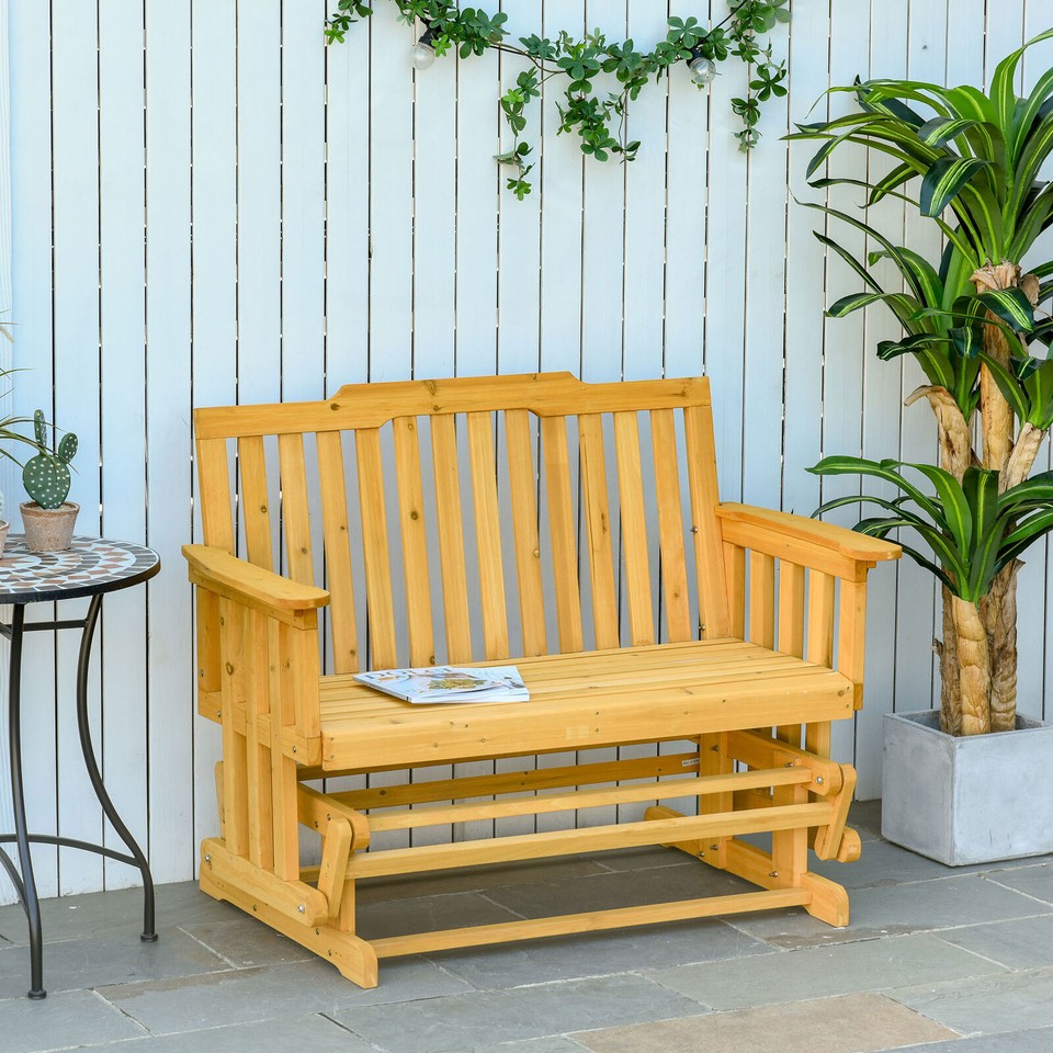 2-Person Patio Swing Glider Bench Rocking Chair Loveseat for Outdoor ...