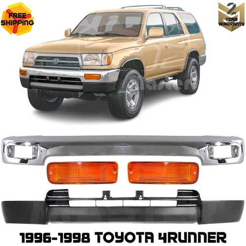 Front Bumper Face Bar Chrome Steel & Lower Valance For 1996-1998 Toyota ...