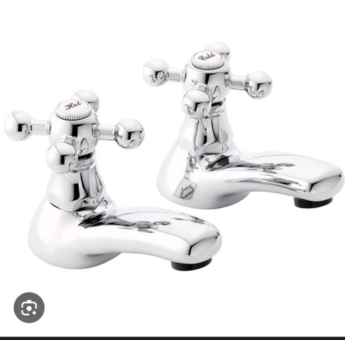 Victorian/Antique Style Hot and Cold Chrome Taps Pair Bathroom Sink ...