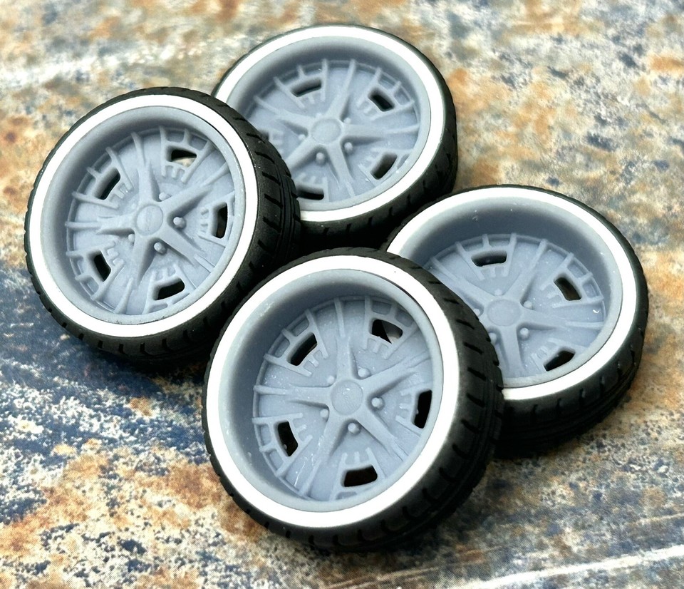 Resin 22-Scale Inch “Foose Gusset” Wheels W/Whitewall Tires, 1/24,1/25 ...
