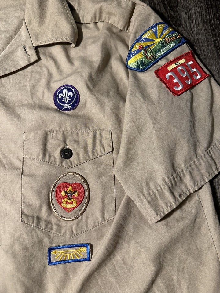 VTG BOY SCOUTS Of America Uniform Shirt BSA #395 Insignia Scout USA ...