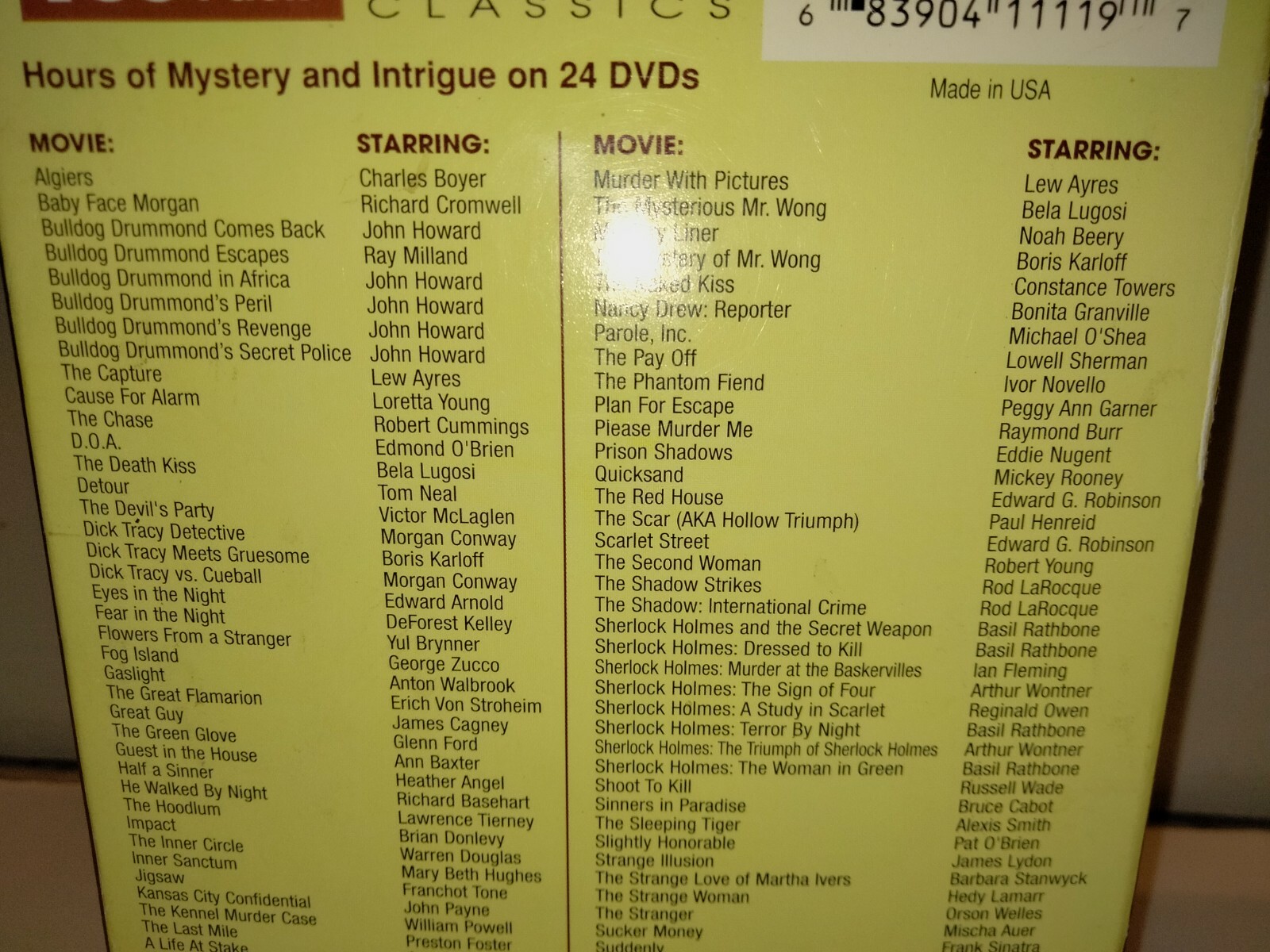 NEW Mystery Classics 100 Movie Pack 24 Double-Sided DVDs Boris Karloff ...